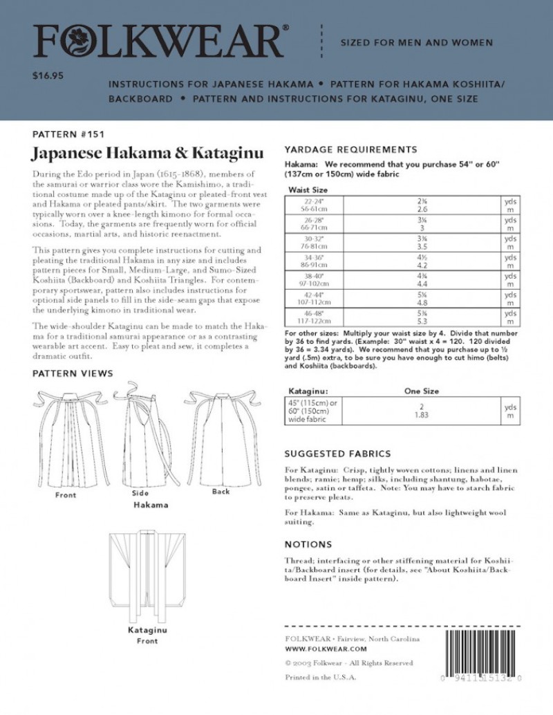 folkwear hakama pattern