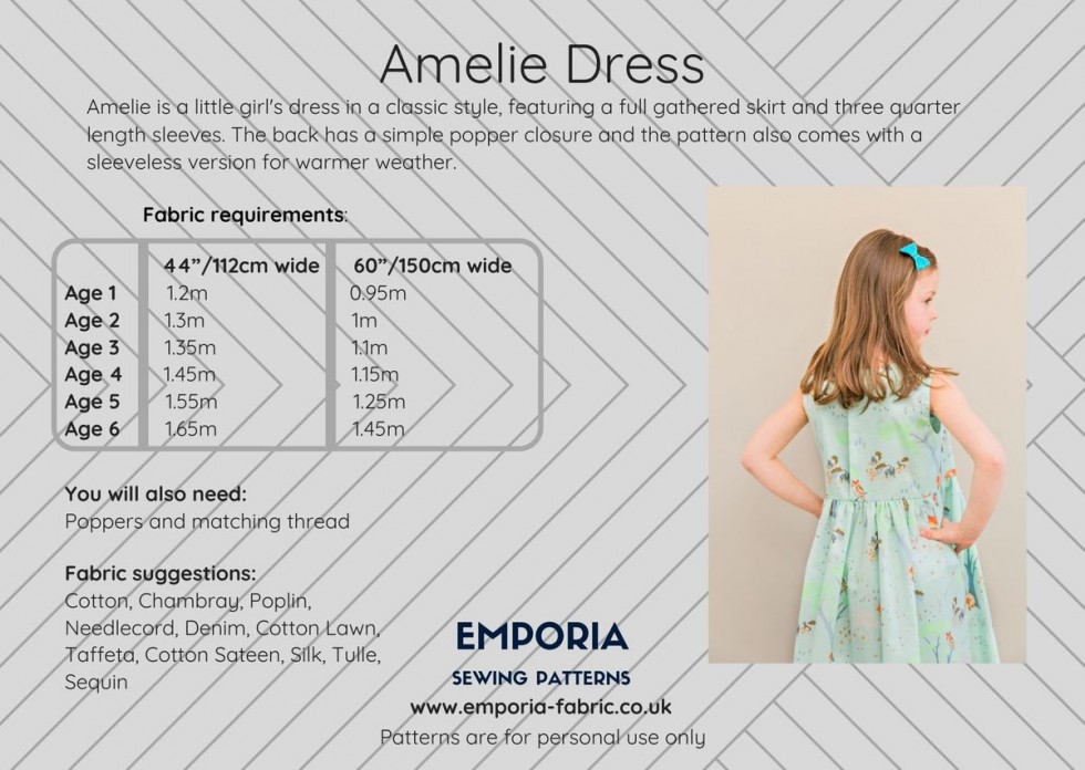 Emporia Patterns Paper Sewing Pattern Amelie Dress | Minerva